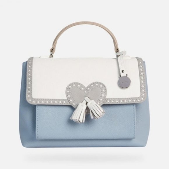Geox | Bags | Nwt Blue White Grey Preppy Mini Satchel Bag Heart Purse ...